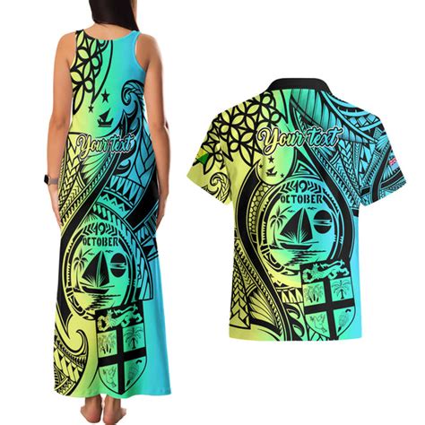 Personalised Malampa Fiji Day Couples Matching Tank Maxi Dress And