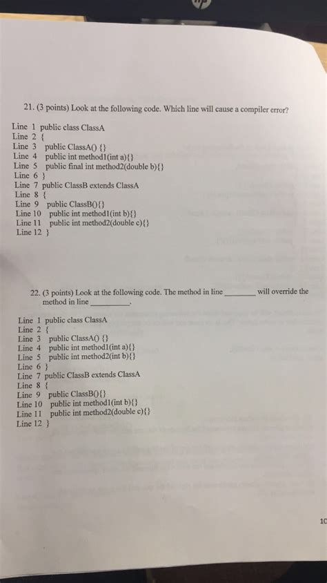 Solved Look At The Following Code Which Line Will Cause A Chegg Com