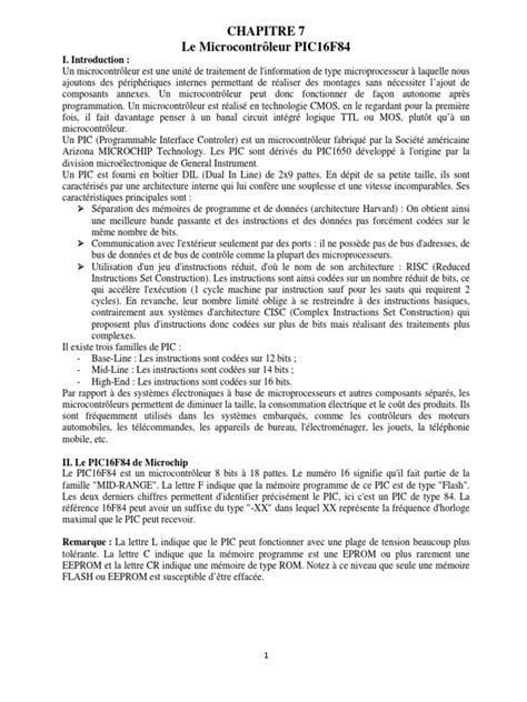 Chap7 Pic16f84 Pdf Microcontrôleur Biens Manufacturés