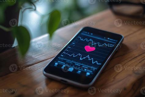 Ai Generated Smartphone Mobile Phone Displaying A Heart Rate Monitoring