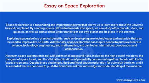 Essay On Space Exploration 10 Lines 100 To 1500 Words Essay Curve