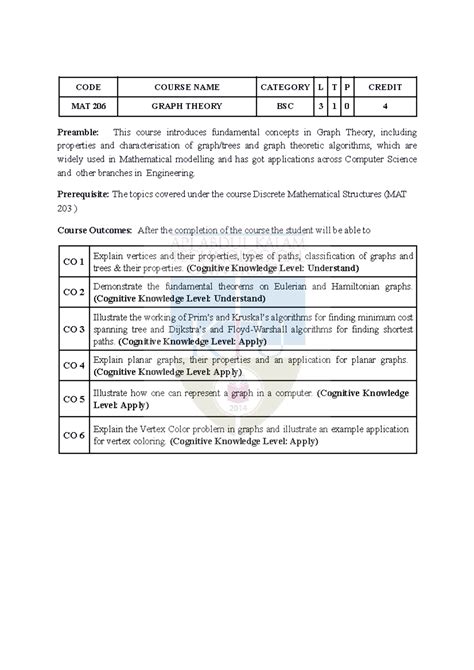 Mat206 Kqb Ktu Qbank Preamble This Course Introduces Fundamental