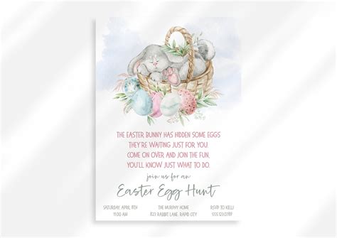 Editable Easter Egg Hunt Invitation Template Easter Egg Hunt Invite