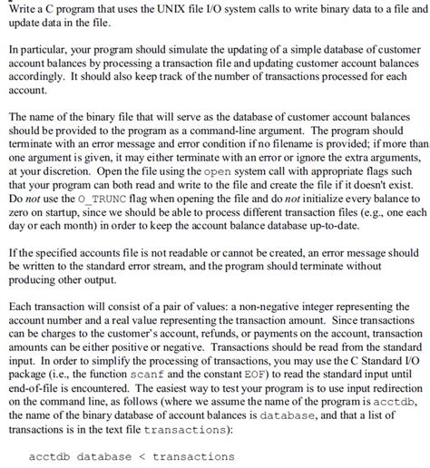 Write A C Program That Uses The Unix File Io System