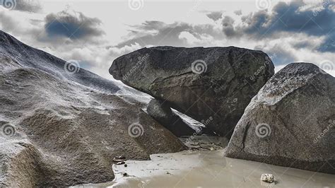 Huge Granite Boulders Against A Background Of Blue Sky Stock Image