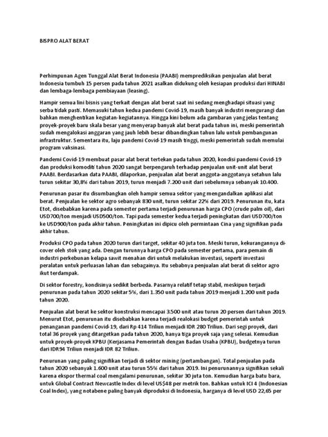 Proyeksi Penjualan Alat Berat 2021 Pdf