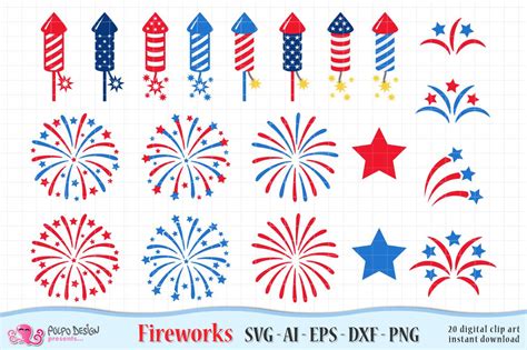 4th Of July Fireworks Svg Eps Dxf Ai And Png 574366 Objects