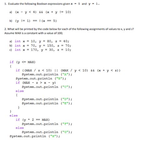 Solved 1 Evaluate The Following Boolean Expressions Given X