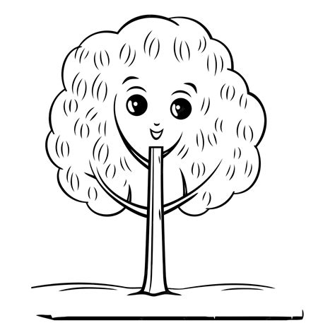 Premium Vector Cute Cartoon Tree Isolated On A White Background