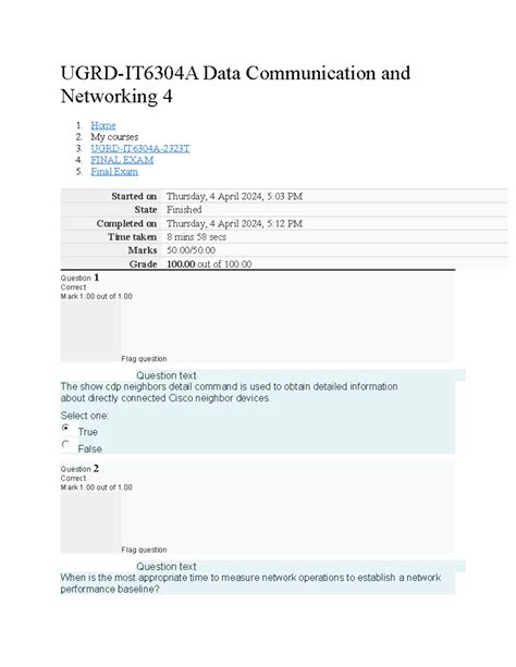 UGRD IT6304A Data Communication And Networking 4 Final Exam UGRD IT6304A Data Communication