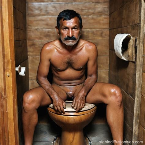 Indian Man Unhappy On Toilet Stable Diffusion Online
