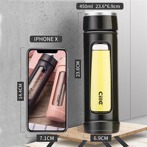 希乐玻璃杯双层水杯男大容量便携茶水分离泡茶杯车载办公家用茶杯虎窝淘