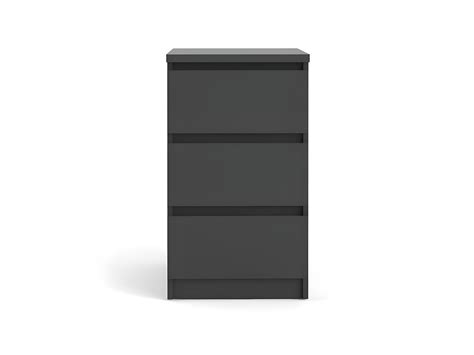 Nada Commode Basse Et étroite à 3 Tiroirs Noir Mat