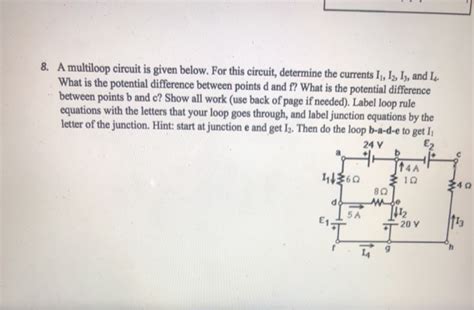 solved a multiloop circuit is given below for this circuit