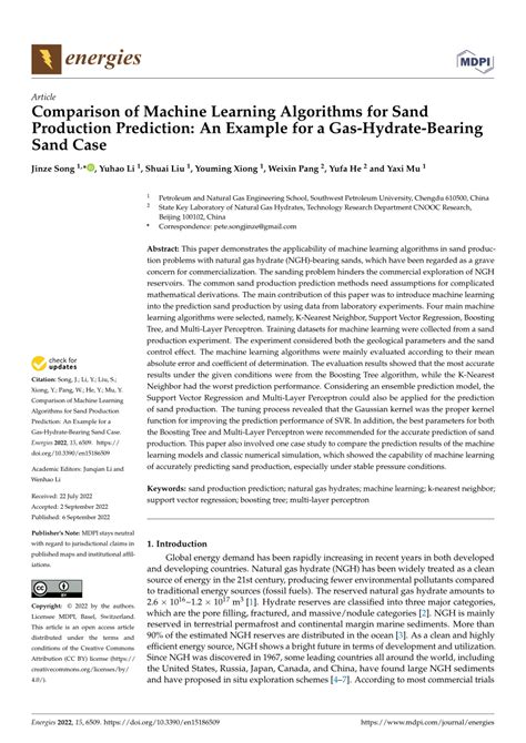 Pdf Comparison Of Machine Learning Algorithms For Sand Production Prediction An Example For A
