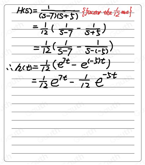 Solved Using The Convolution Theorem Demonstrate The Inverse Laplace Transform Of Hs 1s 7