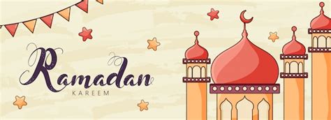 모스크 별과 깃발 천 플래그 라마단 카림 글꼴 프리미엄 벡터