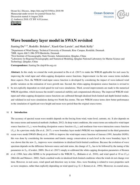 Pdf Wave Boundary Layer Model In Swan Revisited