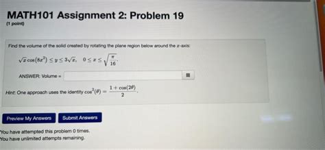 Solved Math101 Assignment 2 Problem 19 1 Point Find The