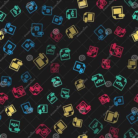 Set Line Js File Document Php Xls And Mp3 On Seamless Pattern Vector