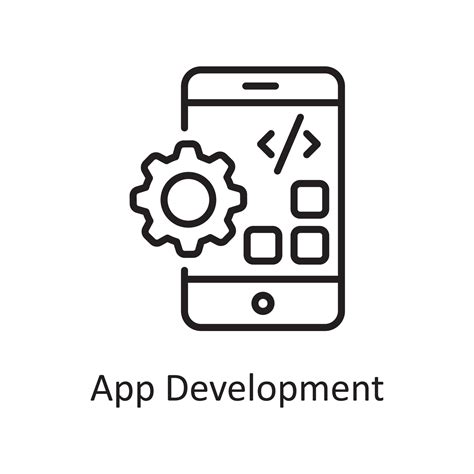 App Development Vector Outline Icon Design Illustration Design And Development Symbol On White