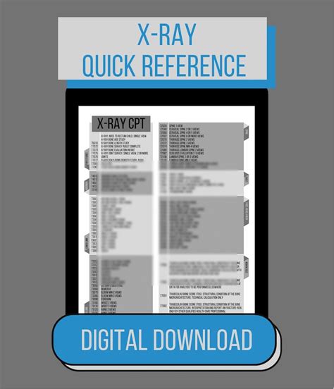 Medical Coding X Ray Cpt Quick Reference Cheat Sheet Codes List Etsy