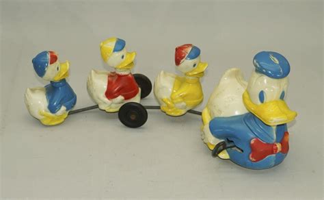 Circa 1950s Walt Disney Donald Duck Huey Dewey And Louie Plastic Wind Up