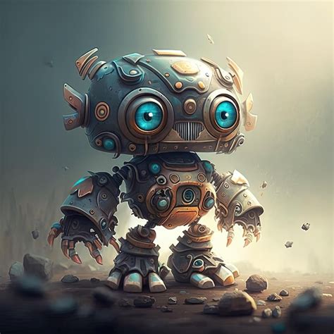 Premium Photo Generative Ai Cute White Smiling Robotic Teen Mini Unit Robot Toy Gesturing Cute