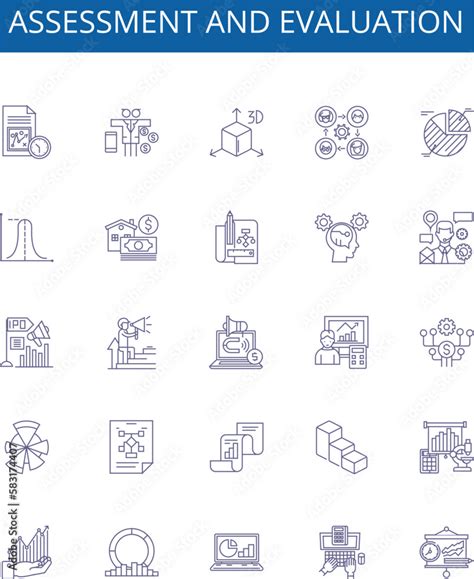 Assessment And Evaluation Line Icons Signs Set Design Collection Of Assessment Evaluation