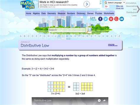 Math Is Fun Definition Of Distributive Law Activity For 3rd 8th Grade Lesson Planet