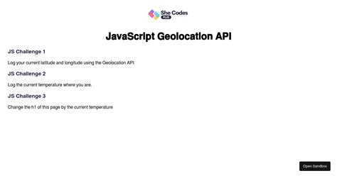 Javascript Geolocation Api Codesandbox