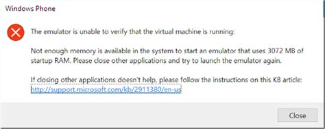 No More Out Of Memory Errors For Windows Phone Emulators In Windows