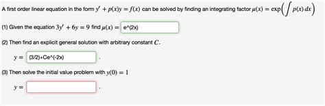 Solved A First Order Linear Equation In The Form Y P X Y Chegg Com