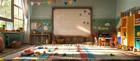 Tidy Classroom With A Whiteboard And Colorful Decorations Premium Ai Generated Image