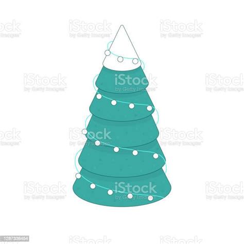 흰색 배경에 고립 된 밝은 화환겨울 크리스마스 트리 3d 아이소메트릭 벡터 일러스트레이션 3차원 형태에 대한 스톡 벡터 아트 및 기타 이미지 3차원 형태 갈란드 장식품