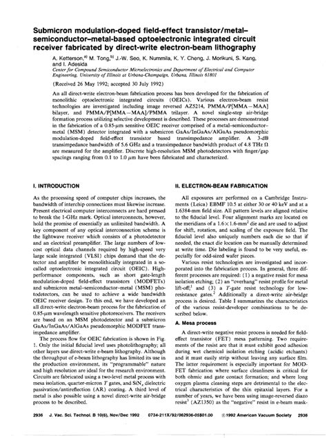 Pdf Submicron Modulation‐doped Field‐effect Transistormetal