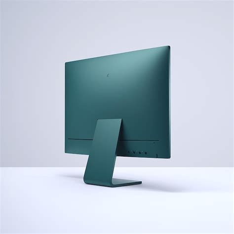 A Computer Monitor Predominantly Colored In A Shade Of Teal Premium