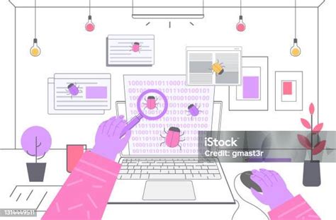 확대 확대 줌 검색 악성 코드 바이러스 스캔 바이러스 공격 트로이 목마 검색 버그 탐지 개념 접근성에 대한 스톡 벡터 아트 및 기타 이미지 Istock