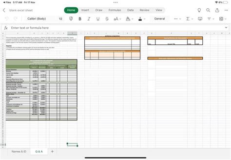 AM Fri Nov Blank Excel Sheet Home Insert Draw Chegg Com