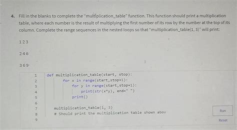 Solved 1 Fill In The Blanks To Print The Numbers 1 Through