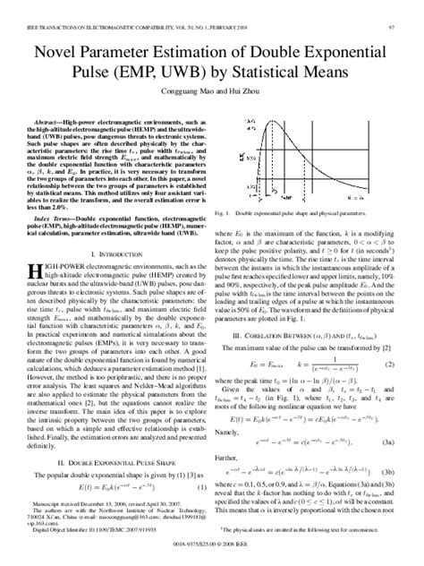Pdf Novel Parameter Estimation Of Double Exponential Pulse Emp Uwb By Statistical Means