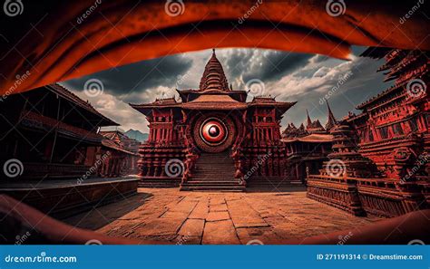 Traditional Nepali Architecture At Kathmandu In Nepal Stock Illustration Illustration Of