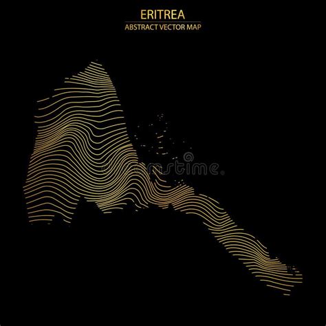 Abstract Map Of Eritrea Vector Illustartion Of Striped Gold Colored Map Stock Vector