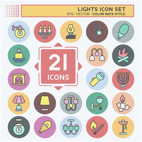 Icon Set Lights Suitable For House Symbol Color Mate Style Simple Design Editable Design
