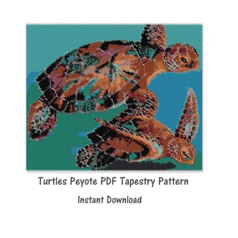 Turtles Peyote Tapestry Pdf Pattern Peyote Tapestry Pattern Seed Bead Pattern Peyote Pdf