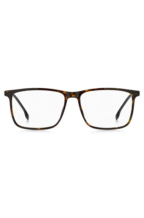 Boss Havana Acetate Optical Frames With Black Steel Temples