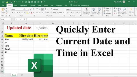Quickly Enter Current Date And Time In Excel Youtube
