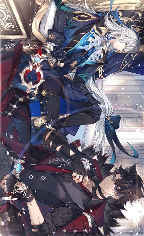 Neuvillette And Wriothesley Genshin Impact Drawn By Aqueasirius