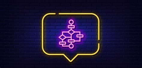 Block Diagram Line Icon Path Scheme Sign Neon Vector Image
