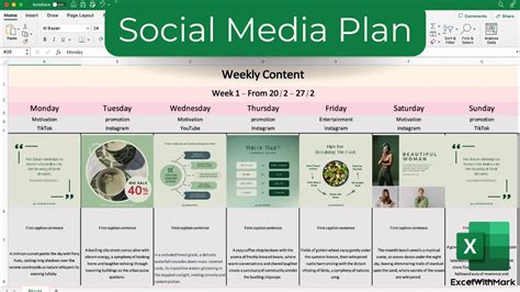 Social Media Plan Setup In Excel Youtube